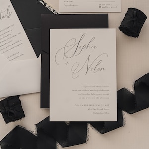 Invitation Ribbon Kit 1.5 Black Silk Chiffon Ribbon, Bulk Ribbon for ...