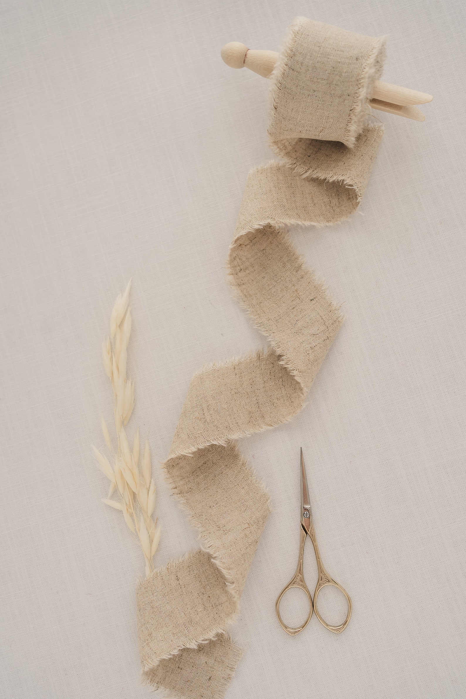 Natural Linen Ribbon, 1.5 by the Yard Neutral Cotton Ribbon, Hand Dyed ...