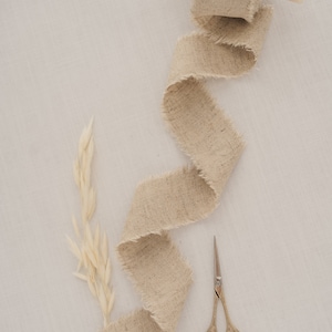 Natural Linen Ribbon, 1.5 by the Yard Neutral Cotton Ribbon, Hand Dyed ...