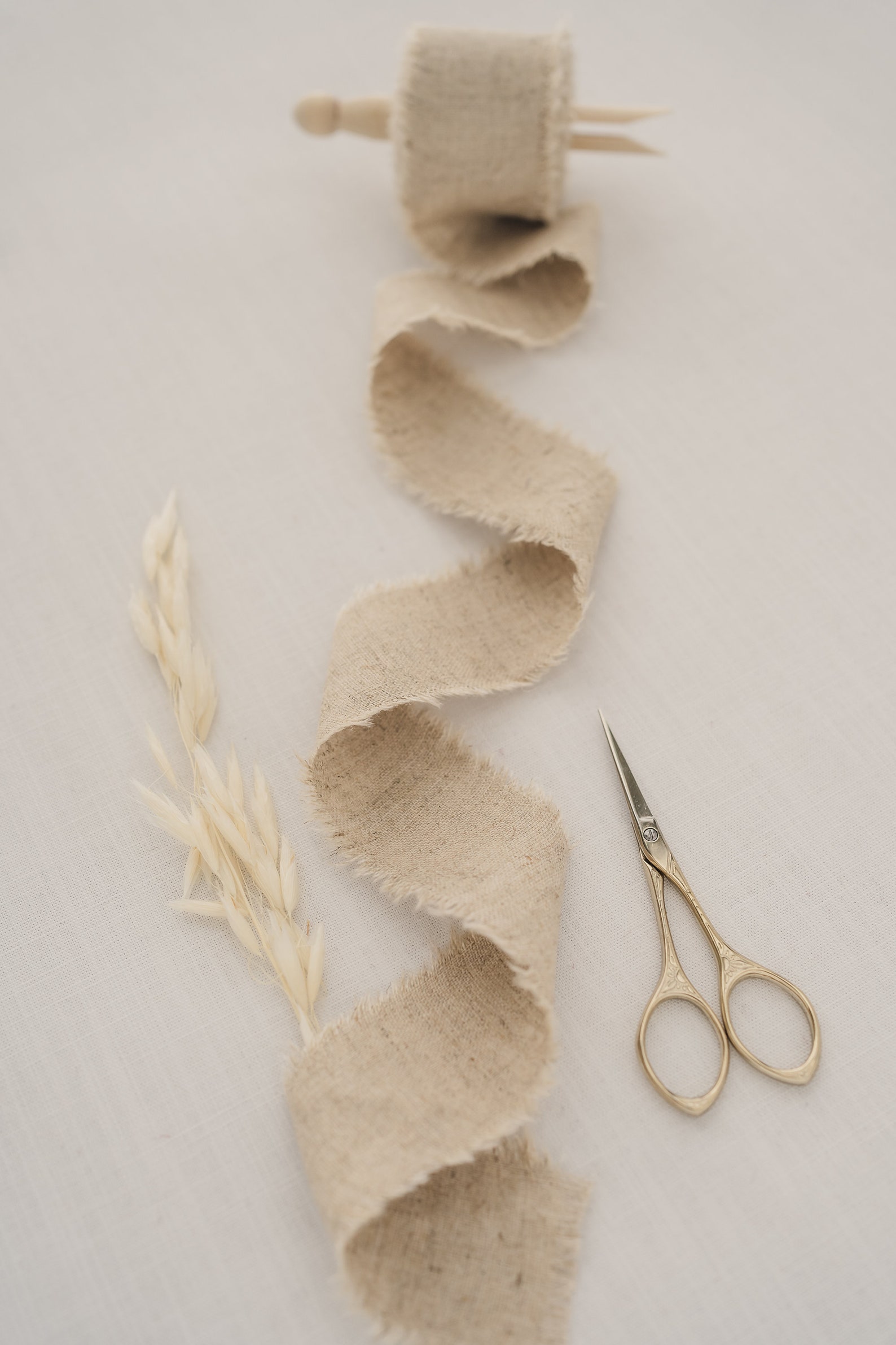 Natural Linen Ribbon, 1.5 by the Yard Neutral Cotton Ribbon, Hand Dyed ...