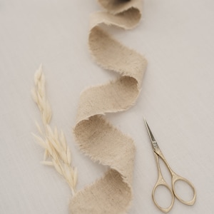 Natural Linen Ribbon, 1.5 by the Yard Neutral Cotton Ribbon, Hand Dyed ...