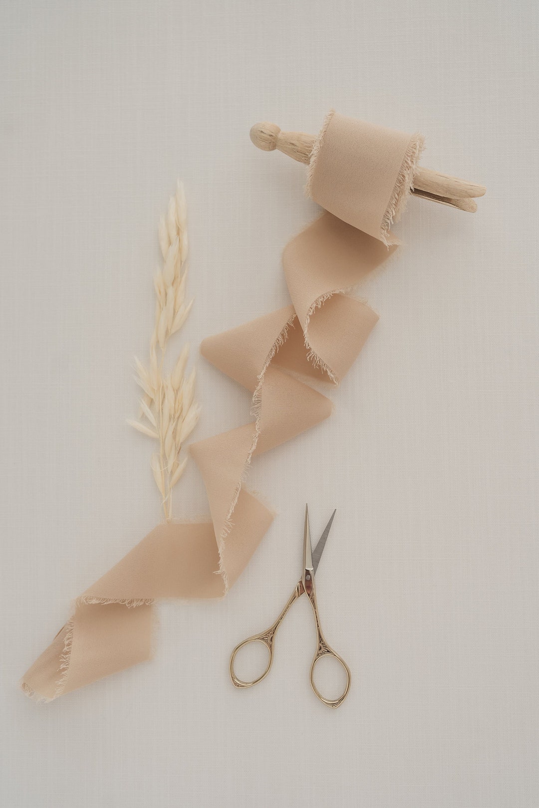 Tan Silk Chiffon Ribbon | 1.5" by the Yard Chiffon Ribbon, Hand Dyed ...