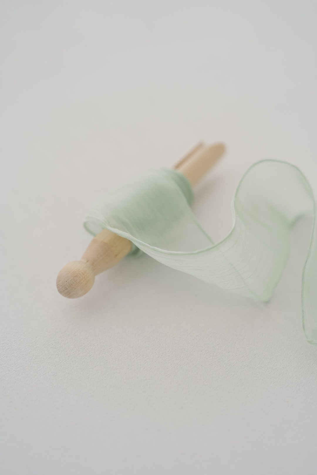 Sage Silk Crinkle Ribbon | 1.5" by the Yard Textured Gauze Ribbon, Hand ...