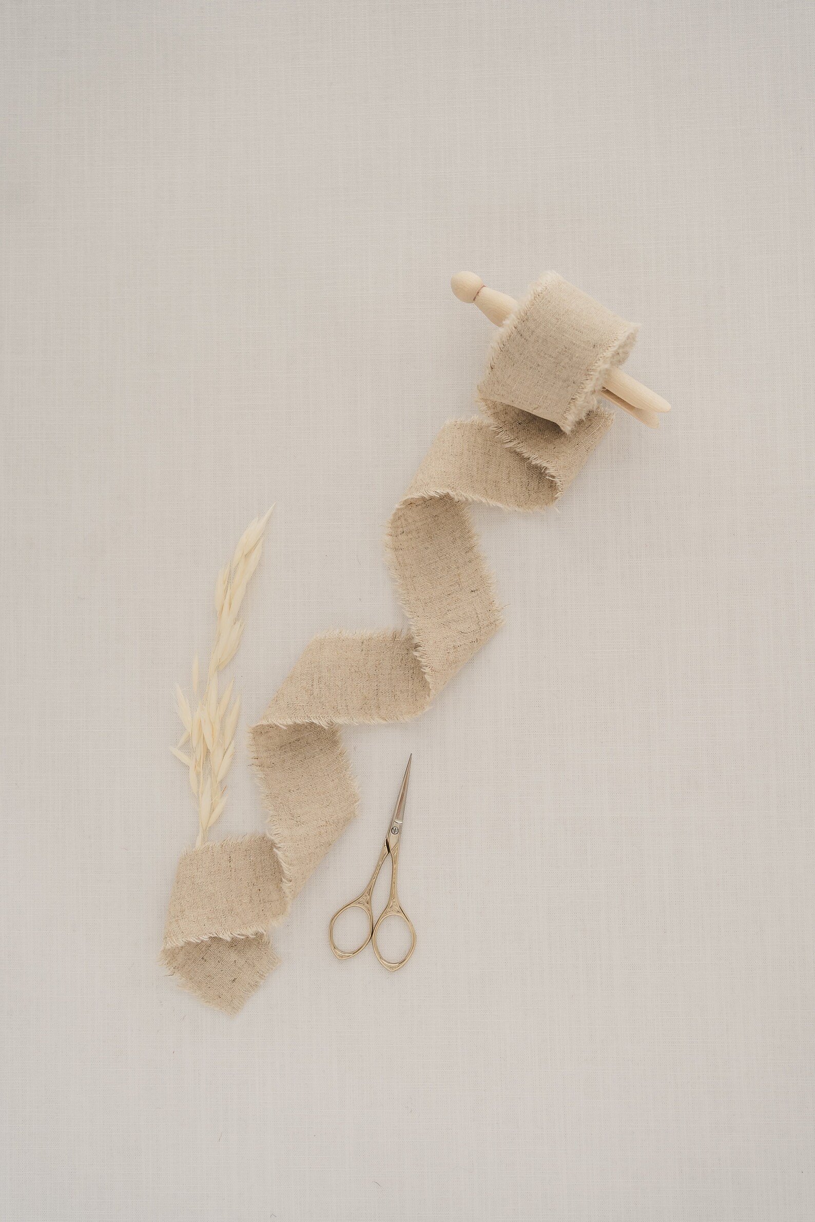 Natural Linen Ribbon, 1.5 by the Yard Neutral Cotton Ribbon, Hand Dyed ...