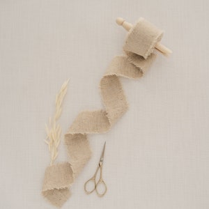 Natural Linen Ribbon, 1.5 by the Yard Neutral Cotton Ribbon, Hand Dyed ...