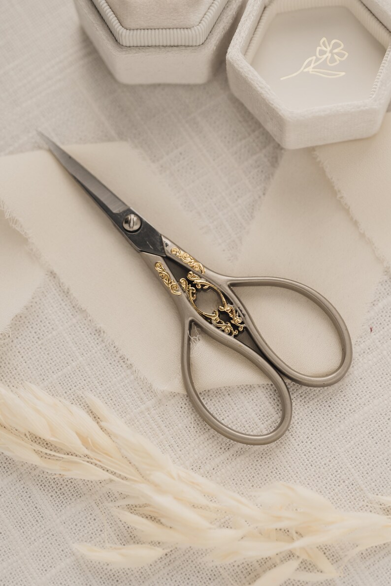 Vintage Silver Scissors Silver Sewing Scissors With Floral - Etsy