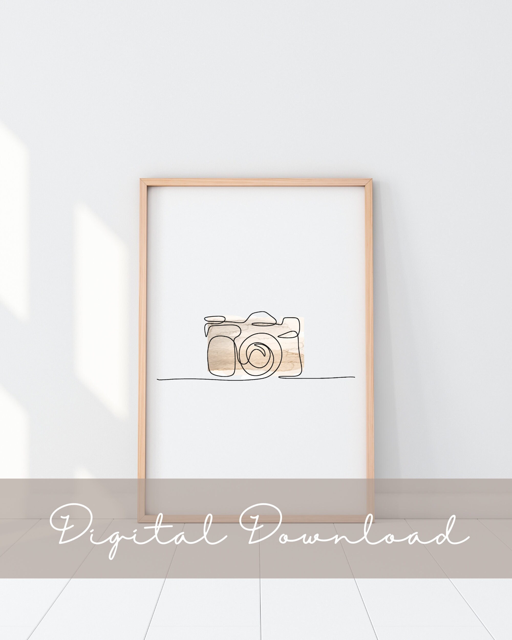 Camera Wall Art Minimalist One Line Watercolor Camera - Etsy