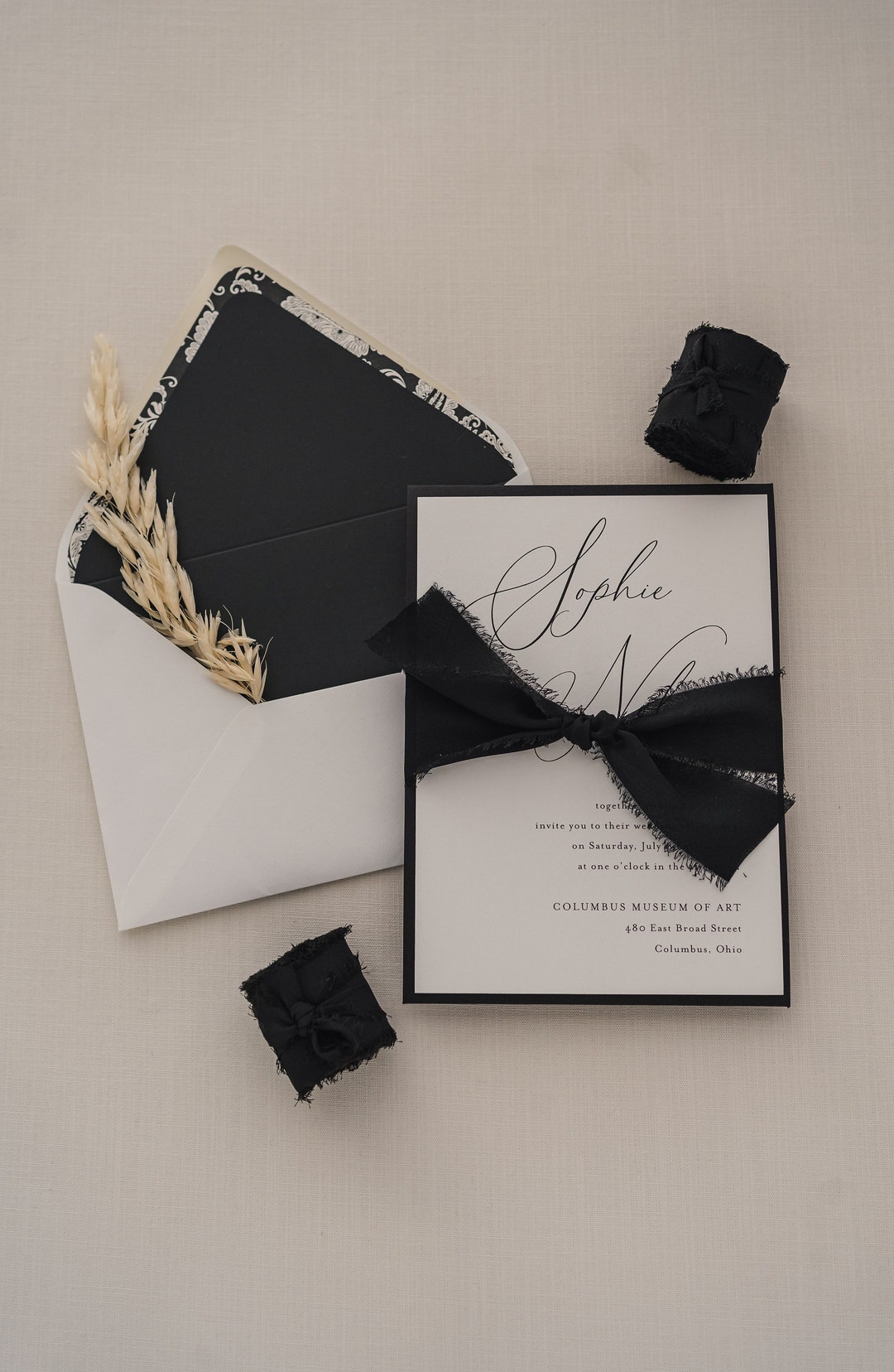 Invitation Ribbon Kit 1.5 Black Silk Chiffon Ribbon, Bulk Ribbon for ...