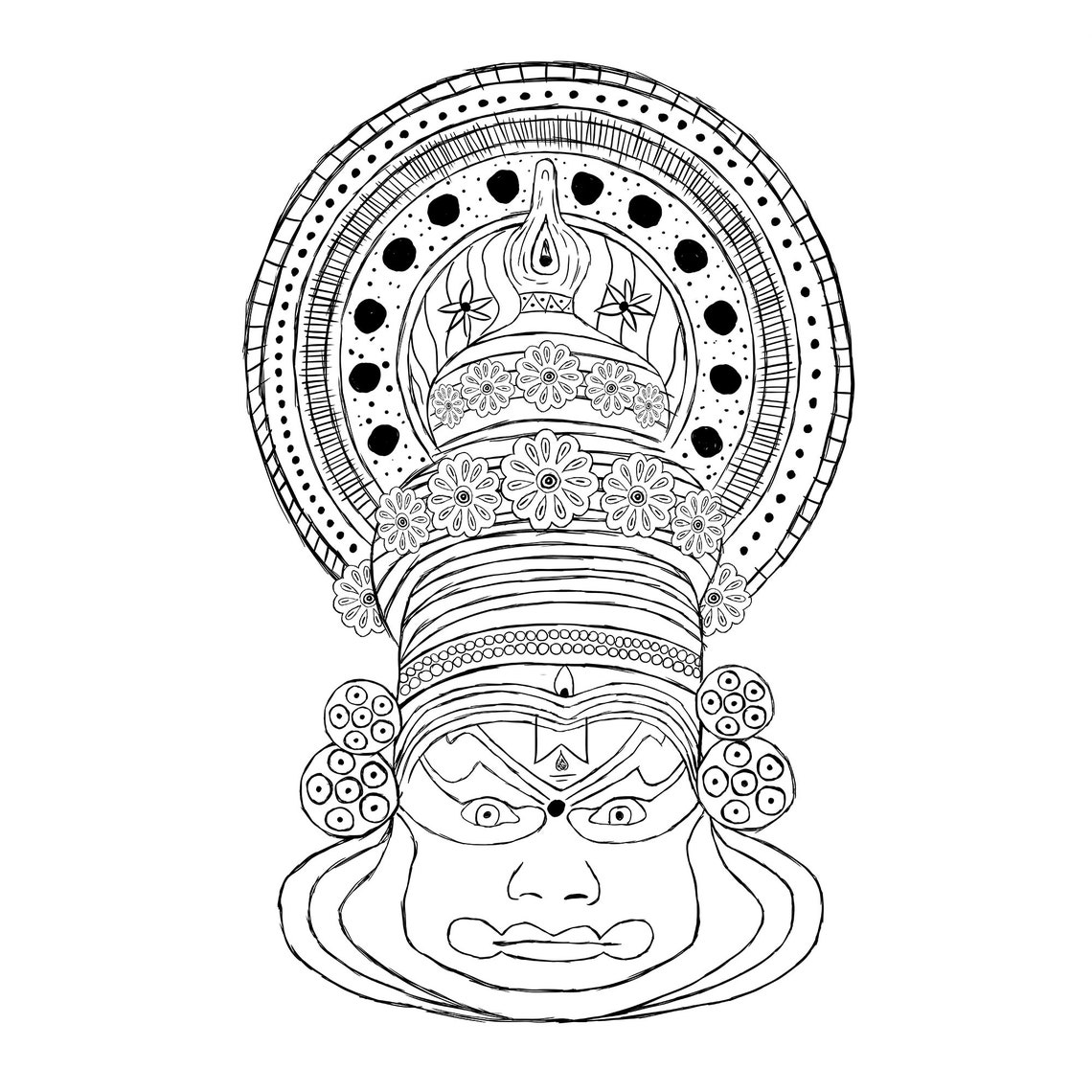 Customize Your Digital Sketch Kathakali Sketch Digital | Etsy