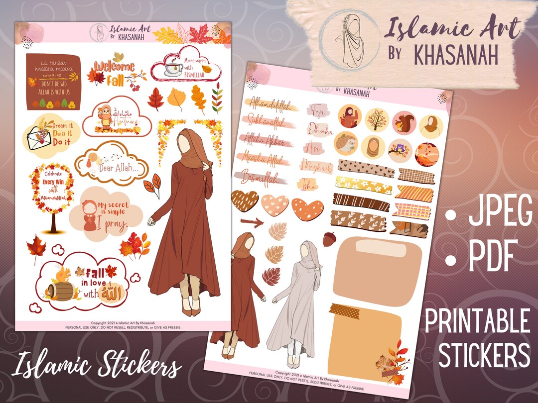 Islamic Printable PLANNER Muslimah Stickers - Hijab Stickers - Islamic ...