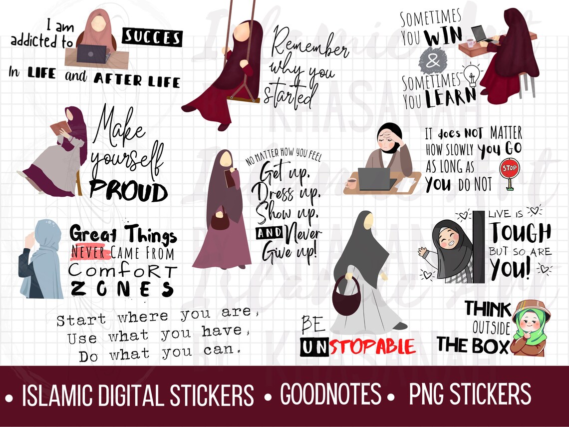 Islamic Goodnotes Stickers, Islamic Digital Planner Stickers, Hijab ...