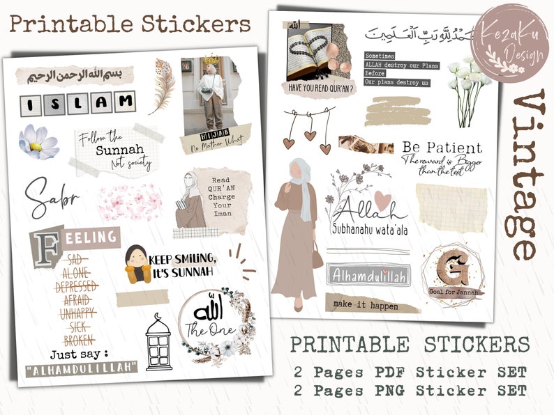 Islamic PRINTABLE Stickers - Hijab Stickers - Islamic Stickers ...