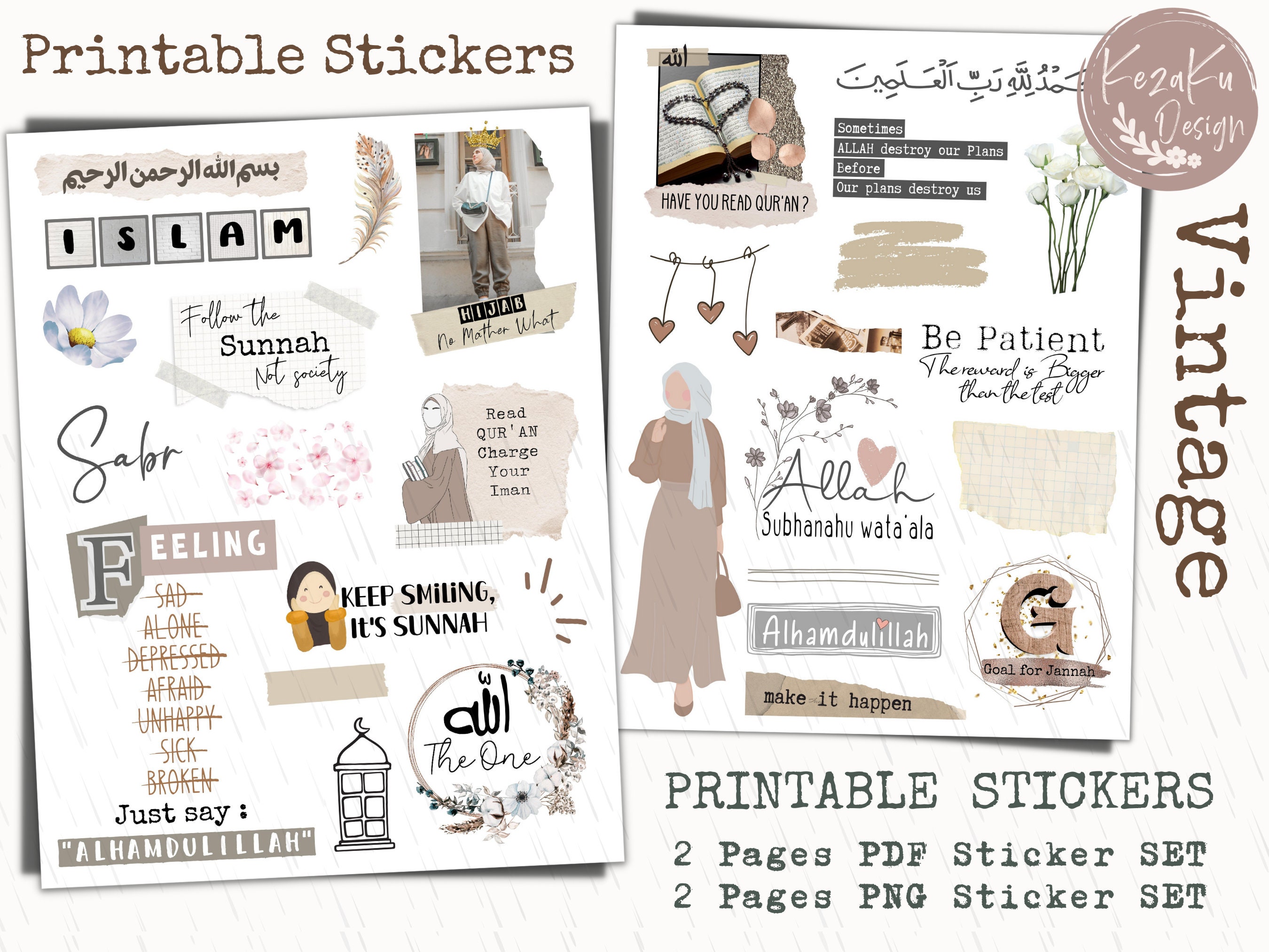 Islamic PRINTABLE Stickers Hijab Stickers Islamic Stickers Islamic ...