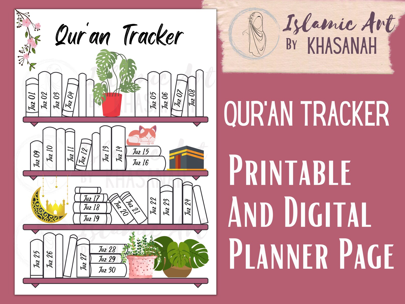 Digital Quran Tracker Planner | Printable Quran Tracker Planner ...