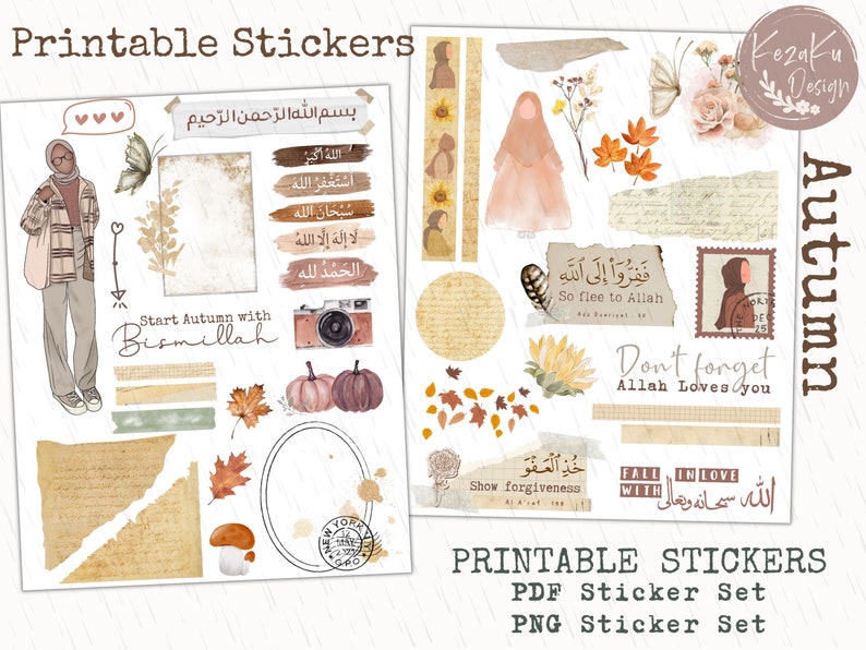 Islamic Autumn PRINTABLE Stickers - Hijab Stickers - Islamic Stickers ...