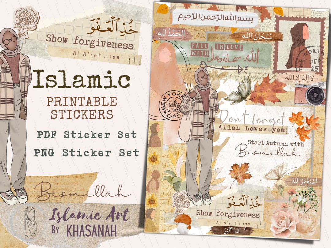Islamic Autumn PRINTABLE Stickers - Hijab Stickers - Islamic Stickers ...