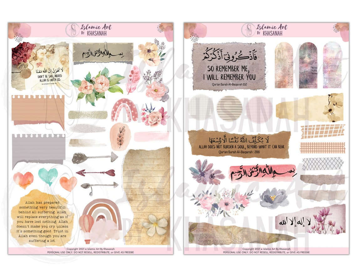 Islamic Quran PRINTABLE Stickers - Hijab Stickers - Islamic Stickers ...