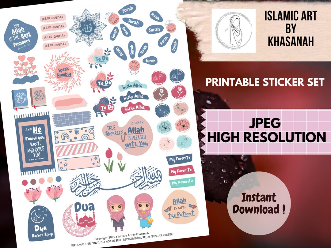 Islamic Printable PLANNER Quran Stickers! - Digital File Instant ...
