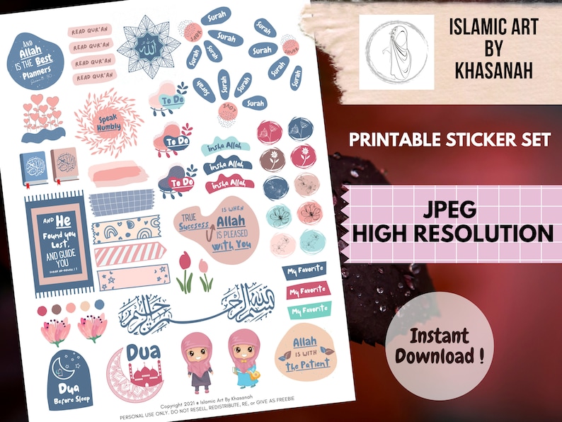 Islamic Printable PLANNER Quran Stickers! - Digital File Instant ...