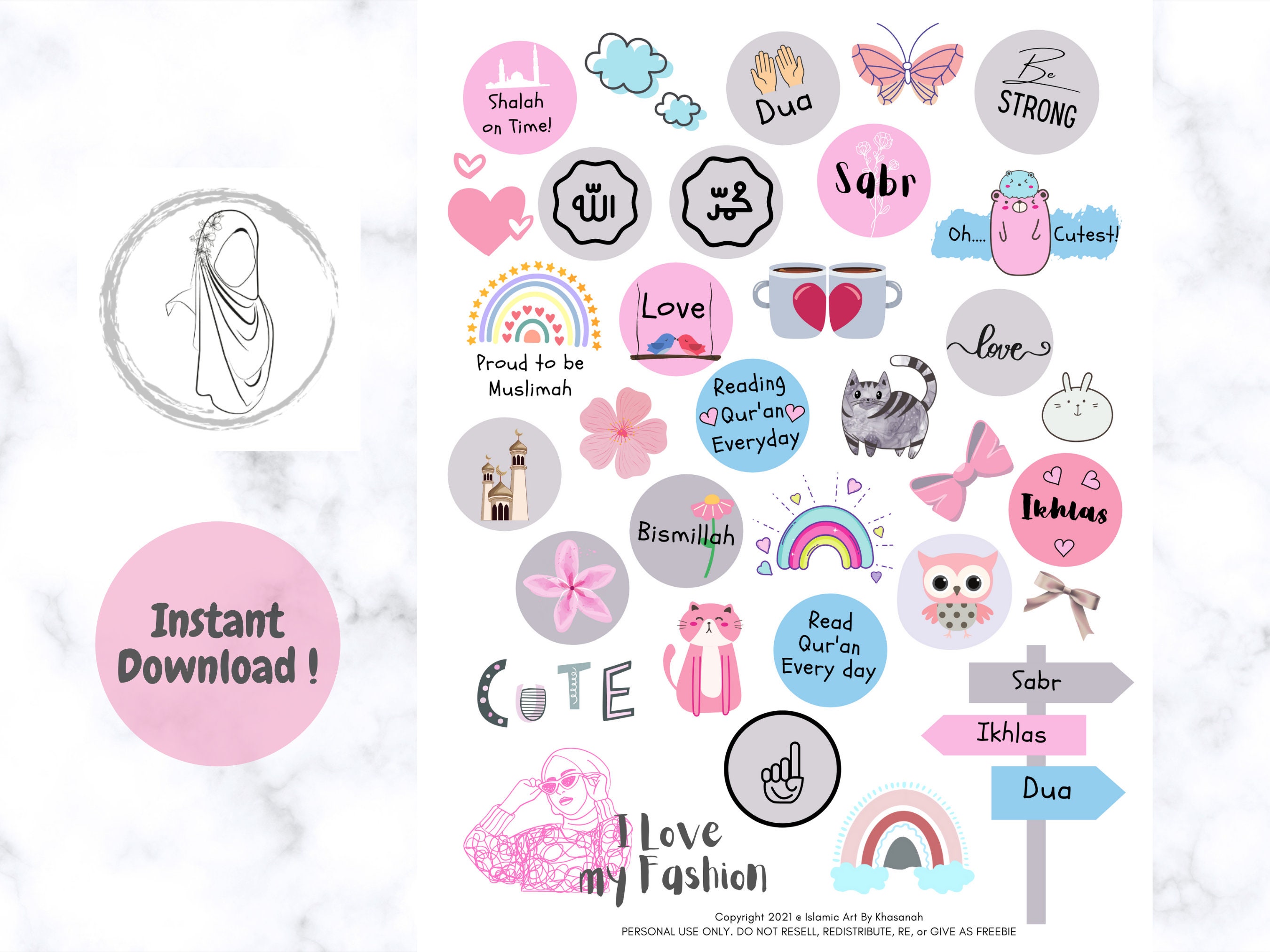 Islamic Printable PLANNER Muslimah Girl Stickers Digital - Etsy