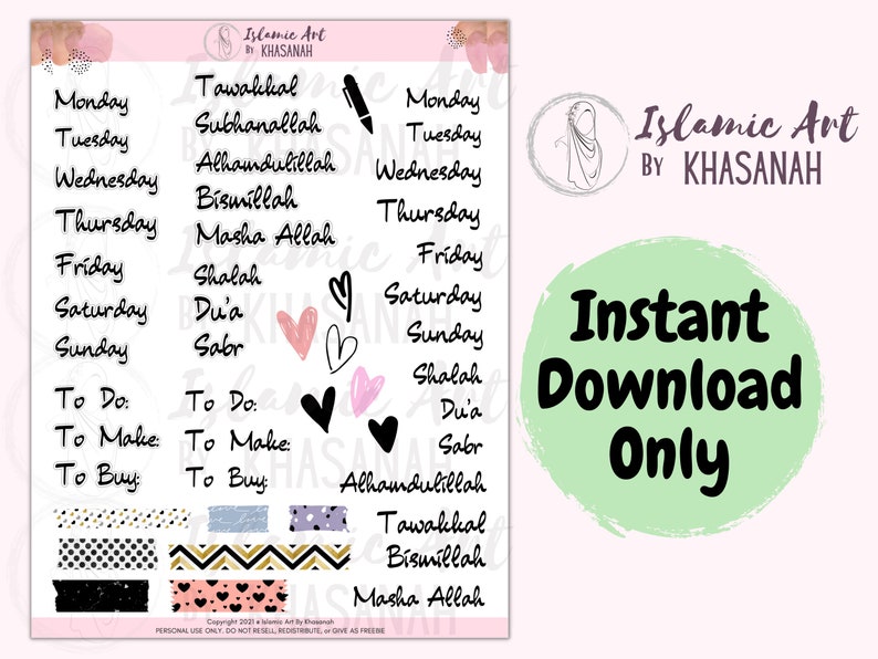 Islamic Printable PLANNER Muslimah Stickers - Hijab Stickers - Islamic ...