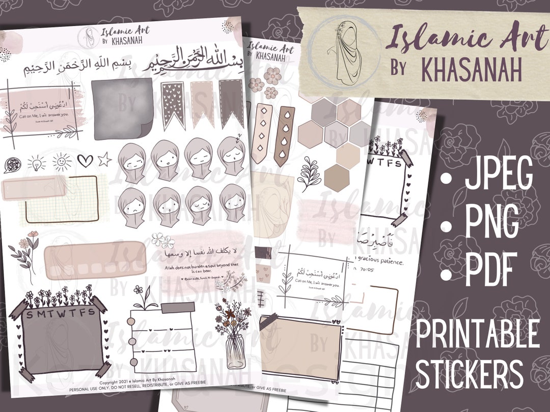 PRINTABLE Quran Planner Stickers - Hijab Stickers - Islamic Stickers ...