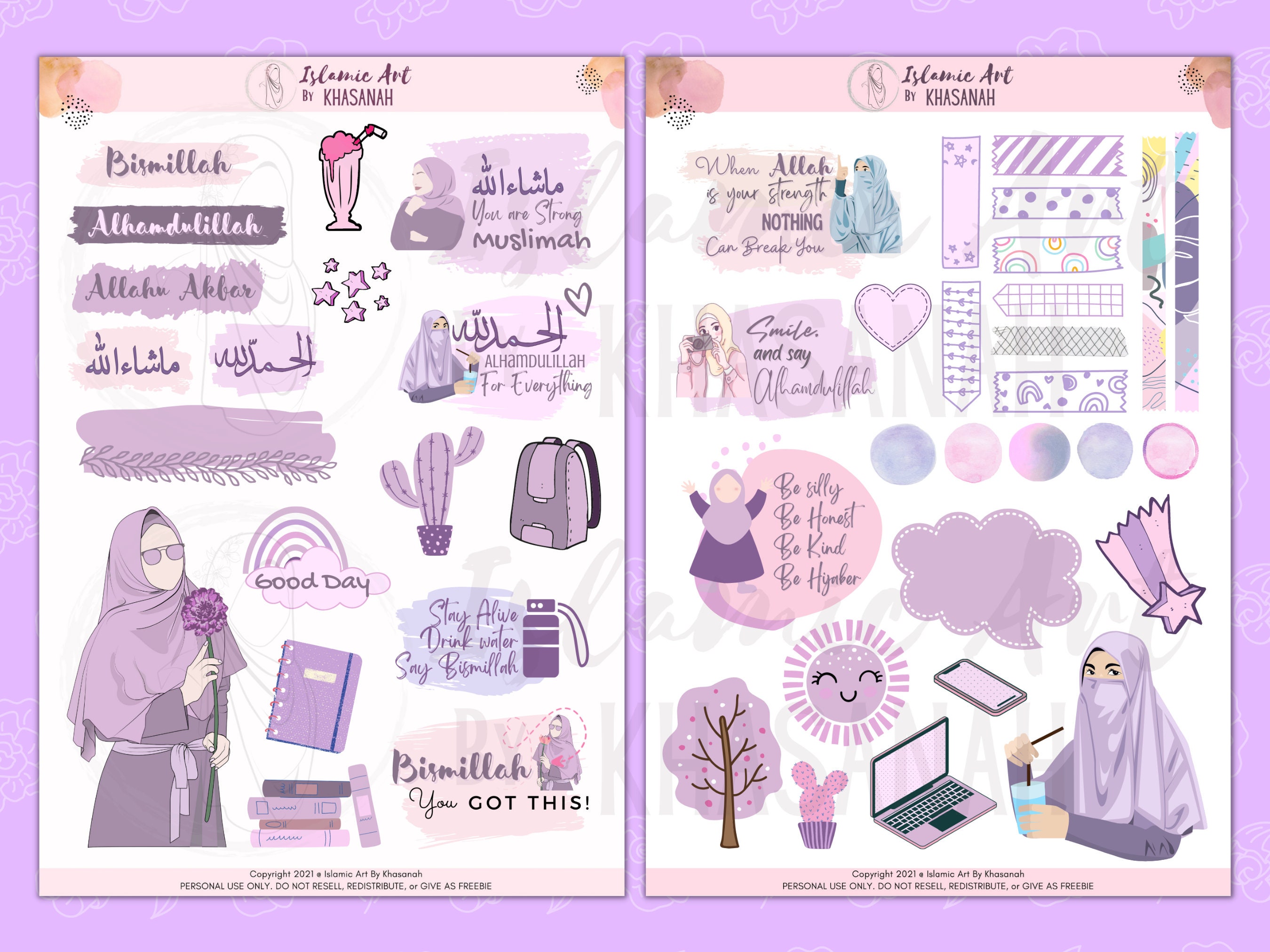 Islamic Printable PLANNER Muslimah Stickers - Hijab Stickers - Islamic ...
