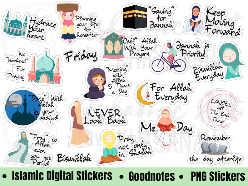 Islamic Digital Planner Stickers, Islamic Goodnotes Stickers, Words ...