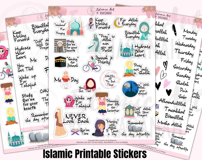 Islamic Quran PRINTABLE Stickers - Hijab Stickers - Islamic Stickers ...
