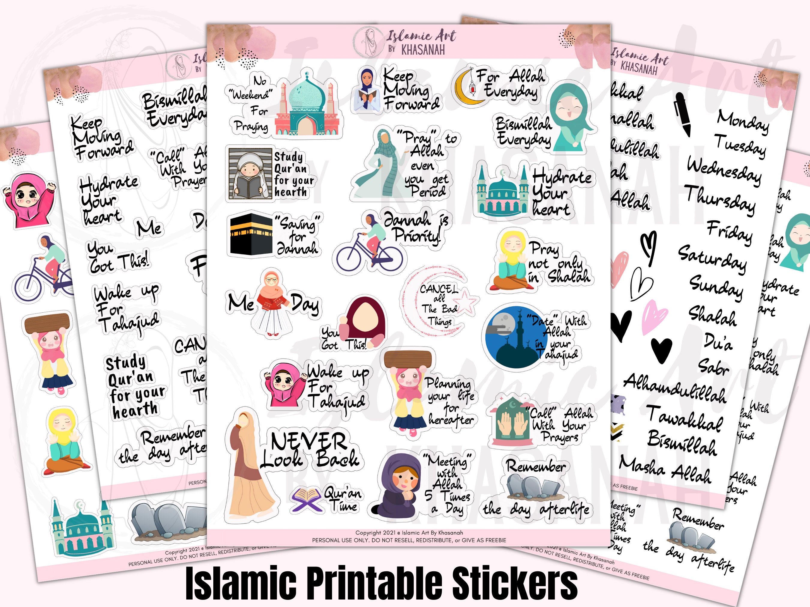 Islamic Printable PLANNER Muslimah Stickers - Hijab Stickers - Islamic ...