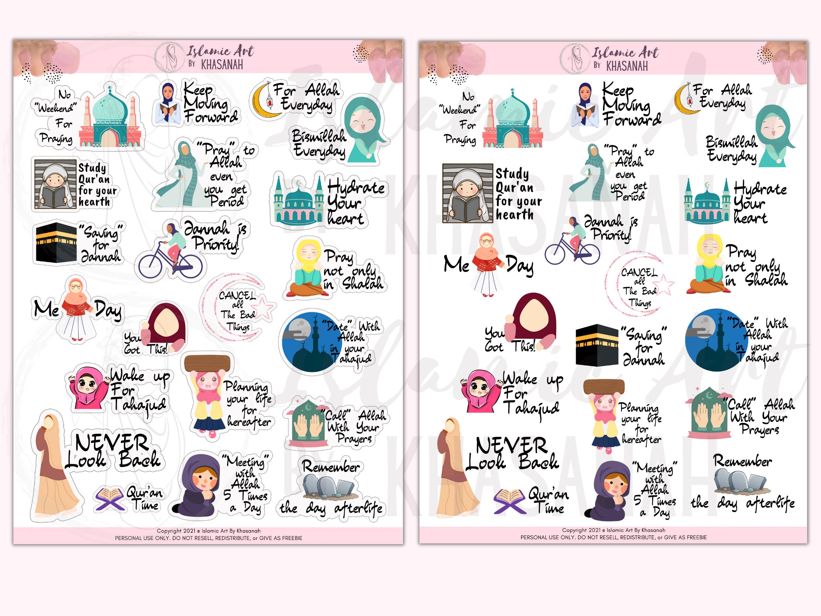 Islamic Printable PLANNER Muslimah Stickers - Hijab Stickers - Islamic ...