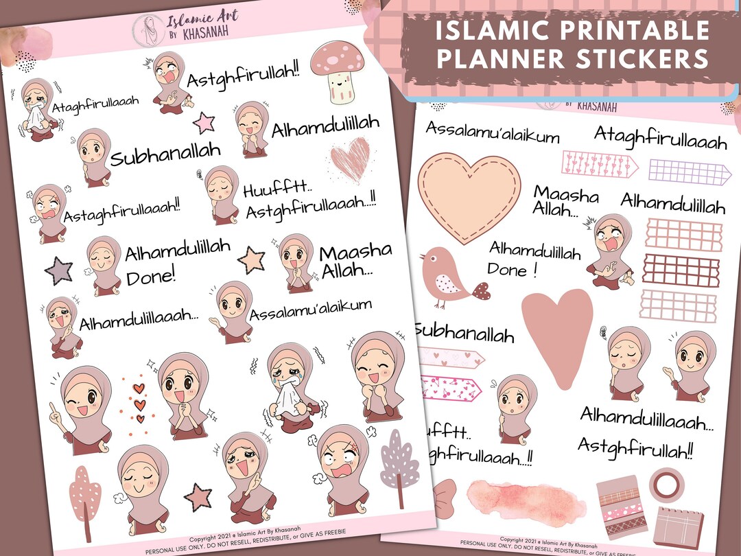 Islamic Printable PLANNER Hijab Stickers - Hijab Stickers - Islamic ...