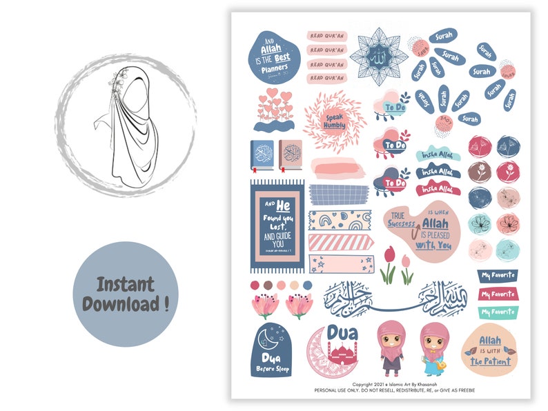 Islamic Printable PLANNER Quran Stickers! - Digital File Instant ...