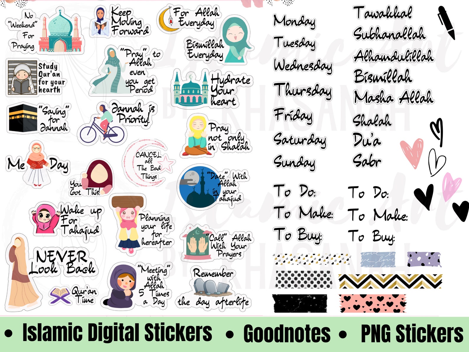 Islamic Digital Planner Stickers, Islamic Goodnotes Stickers, Words ...