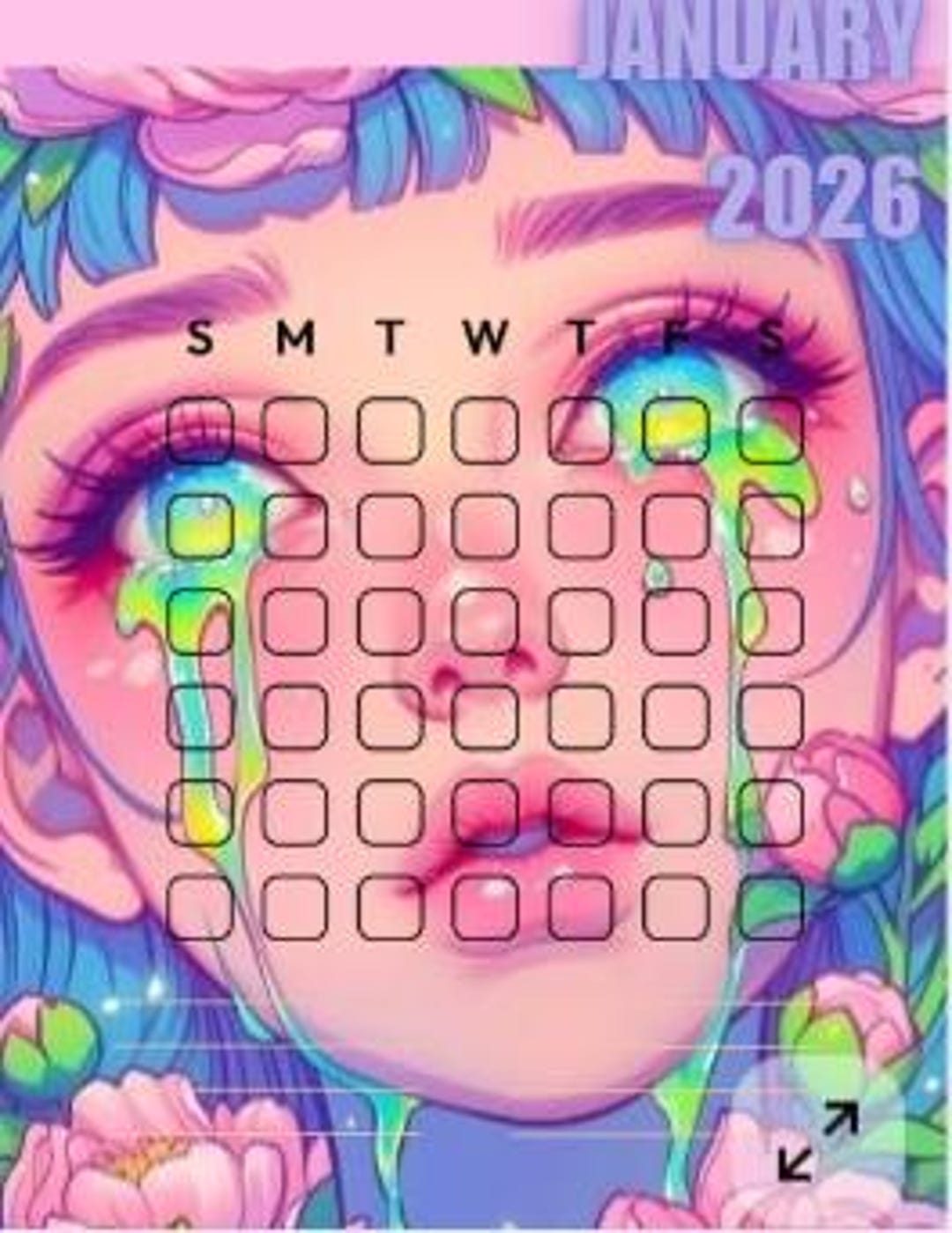 Pretty Girl Calendar- Editable Digital Calendar - Etsy