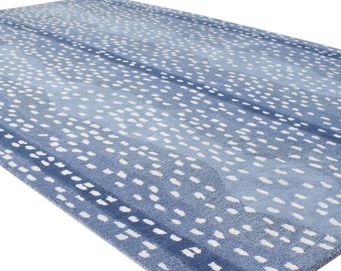 Antelope Rug Blue Wool Area Rug Runner Handmade, Grey Antelope 8x10 ...