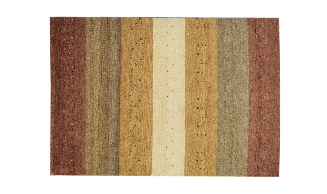 Hand Knotted Multi Color Wool Rug 4X6 Persien Gabbeh Striped - Etsy