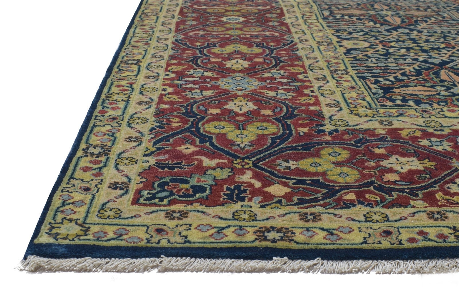 Wool Blue Rug 9' X 12' Persian Hand Knotted Mughal - Etsy