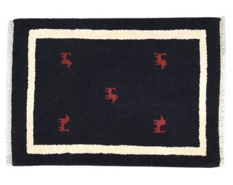 Black Wool Tribal Rug - Etsy