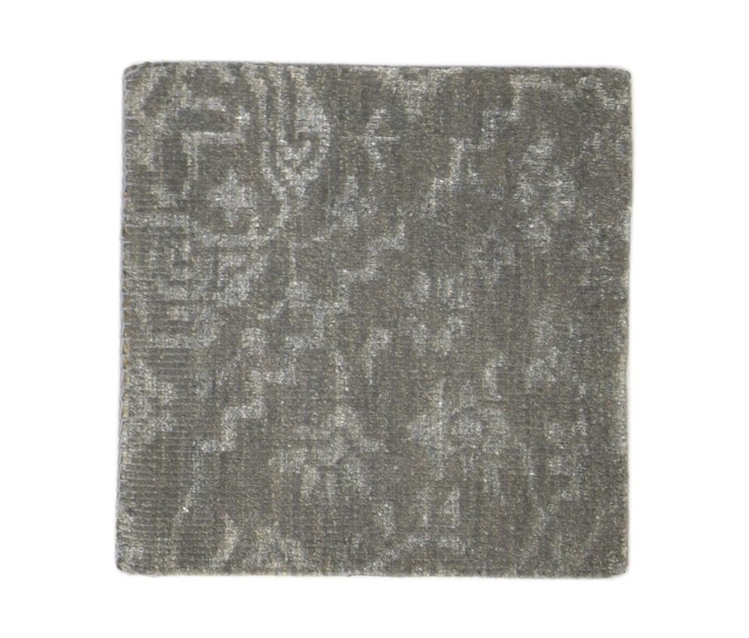 Wool / Art Silk Rug Grey Rug 2X2 Modern Hand Knotted Moroccan Trellis ...