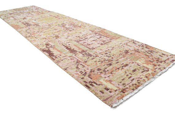 Wool Rust Rug 2'6 X 10' Modern Hand Knotted Indian - Etsy UK