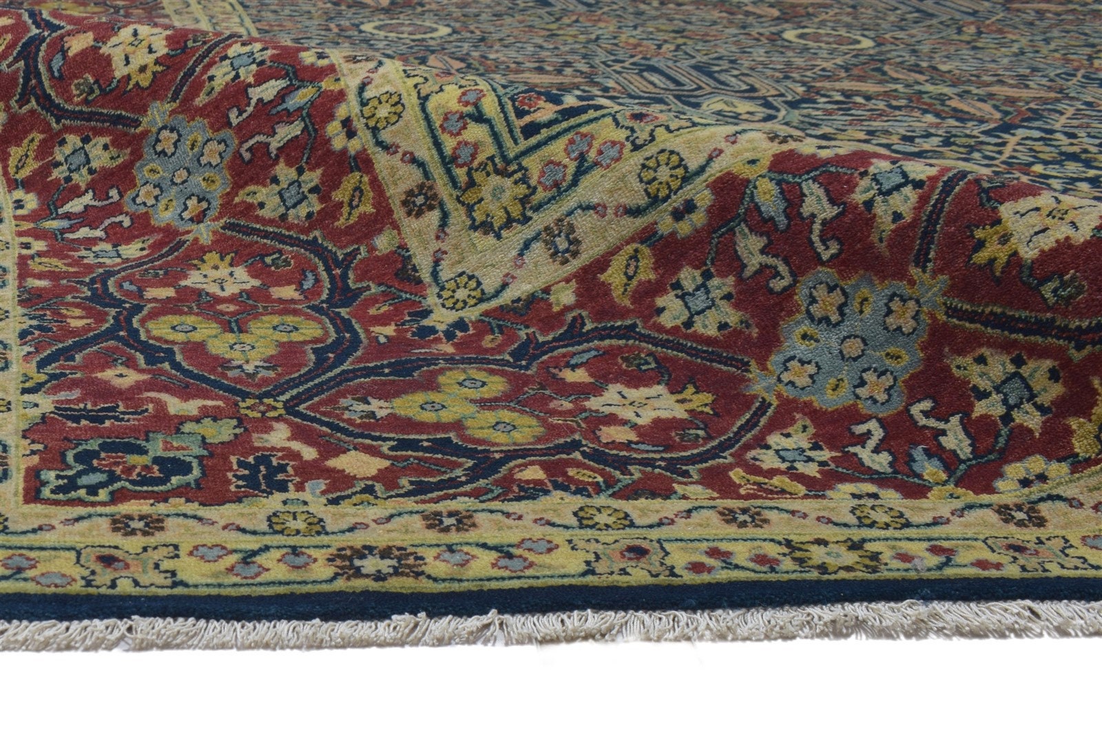 Wool Blue Rug 9' X 12' Persian Hand Knotted Mughal - Etsy