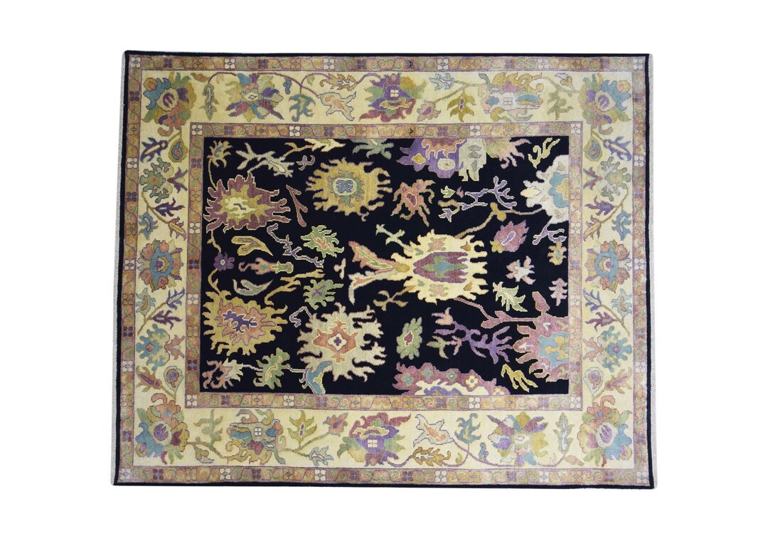 Oushak Rug 8x10, Wool Black Rug 8' X 10' Persian Hand Knotted Oushak ...