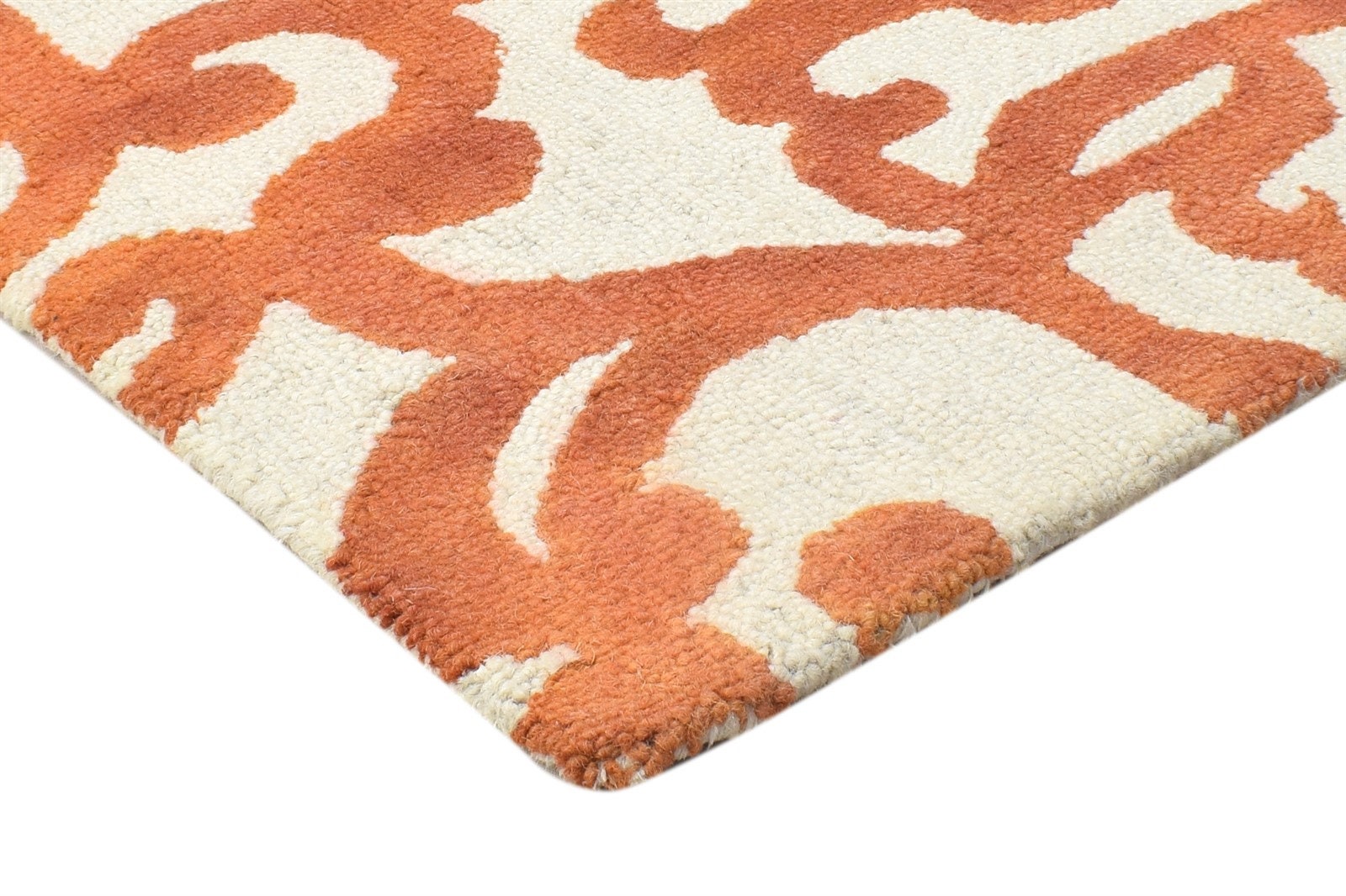100% Wool Orange Rug 2' X 2' Modern Hand Tufted - Etsy