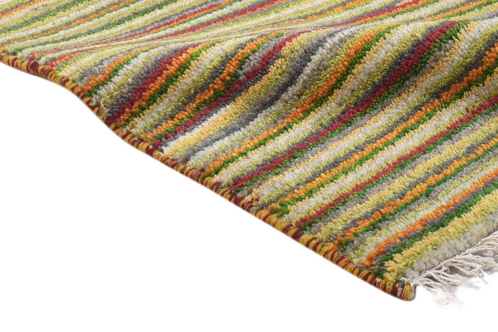 Wool Green Rug 1X2 Modern Hand Knotted Scandinavian Striped | Etsy