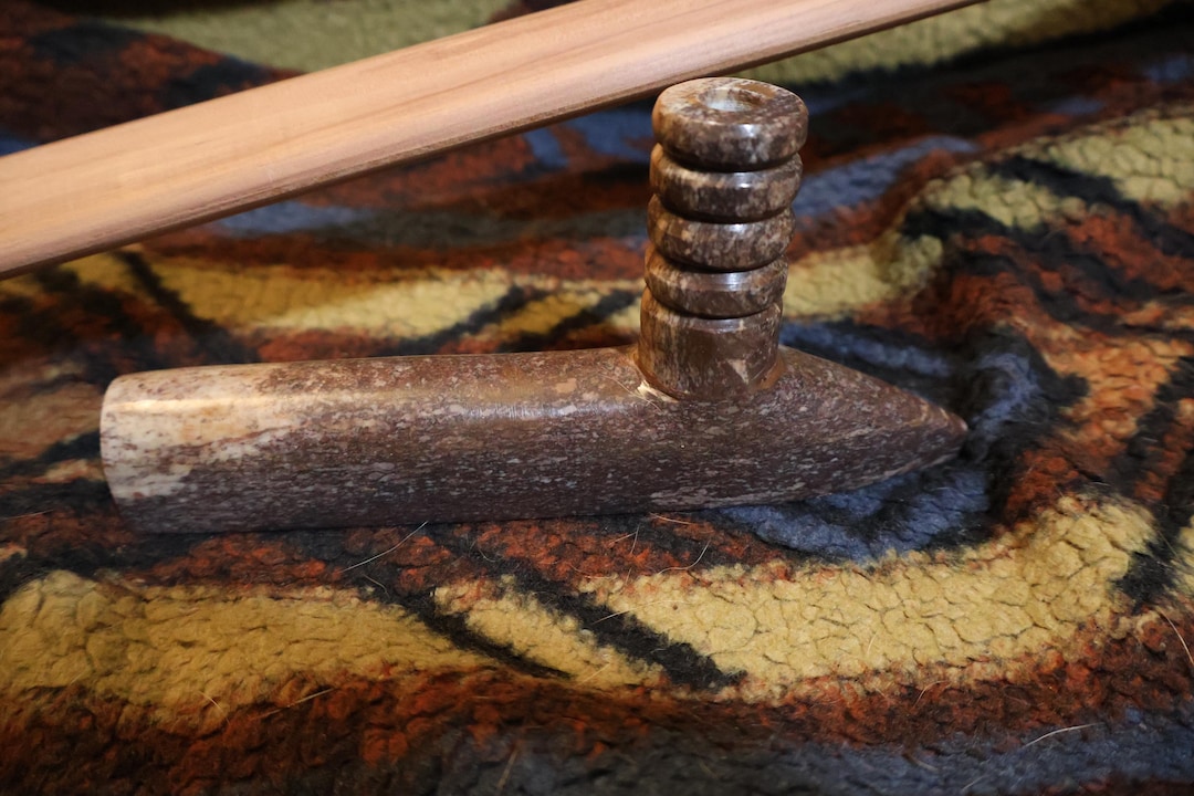Native American Ceremonial Pipe 6" Steatite Bowl Plains Peace Pipes 4 ...