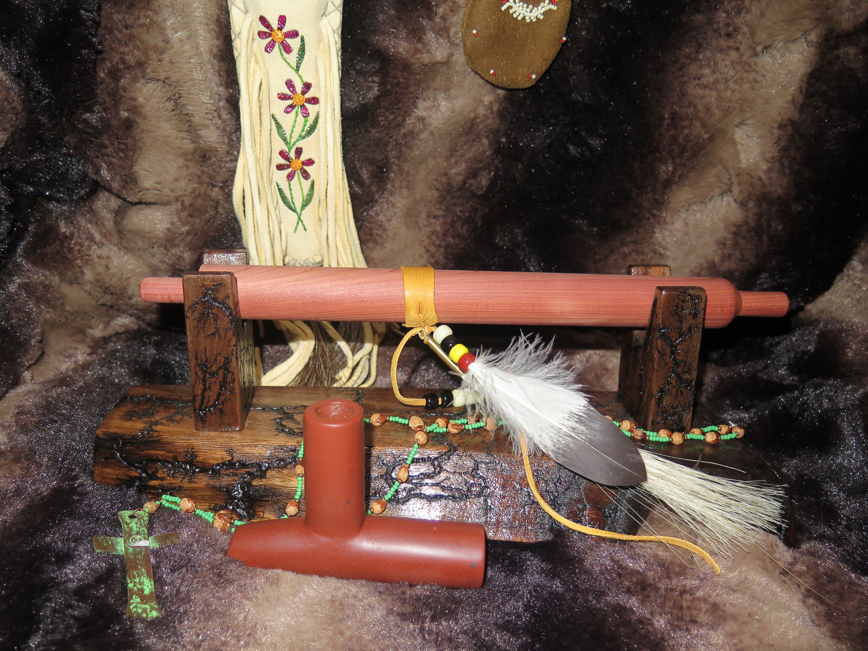 Native American Ceremonial Catlinite Pipestone Bowl With Cedar Wood ...