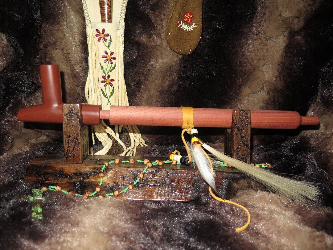 Native American Ceremonial Catlinite Pipestone Bowl With Cedar Wood ...