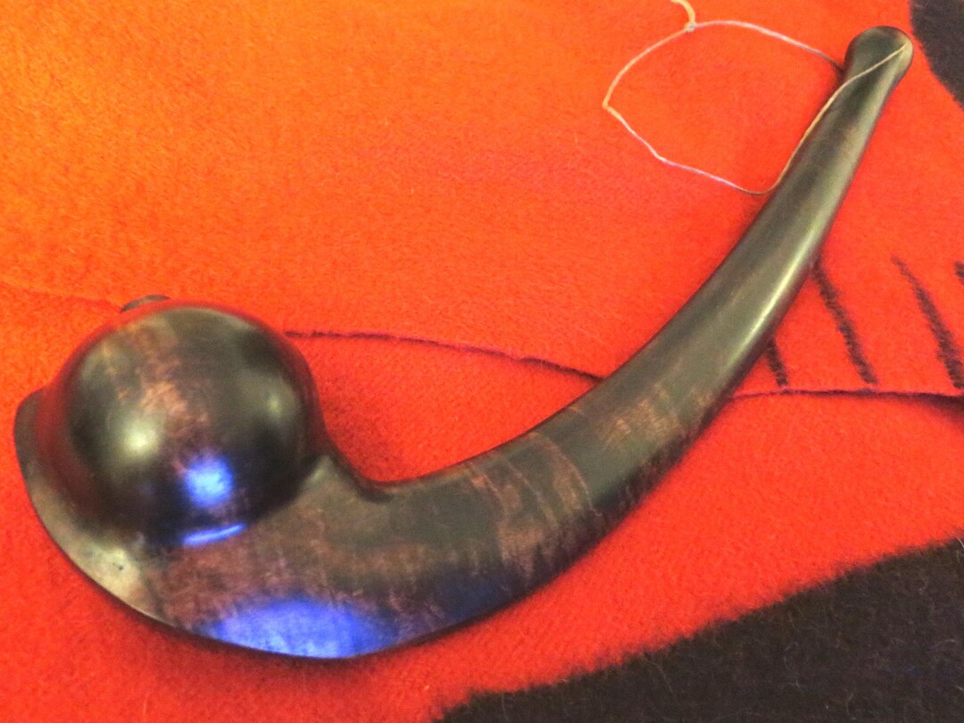 Handcrafted Mohawk Pipe: Engraved Pictograph, Burl Wood Display Stand ...