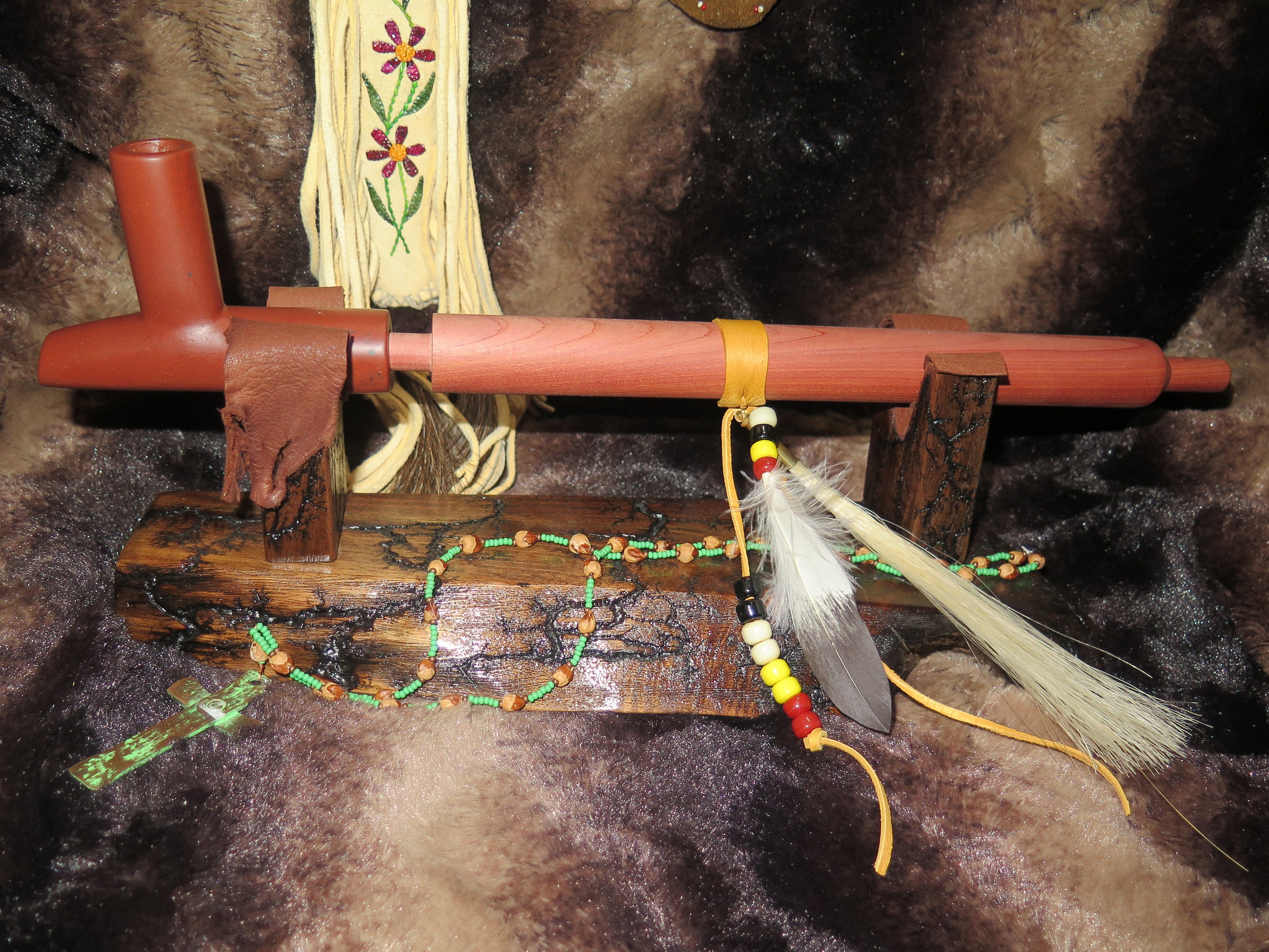 Native American Ceremonial Catlinite Pipestone Bowl With Cedar Wood ...